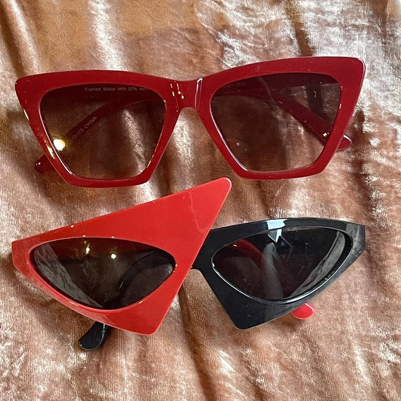Men's Red and Black Sunglasses | Depop