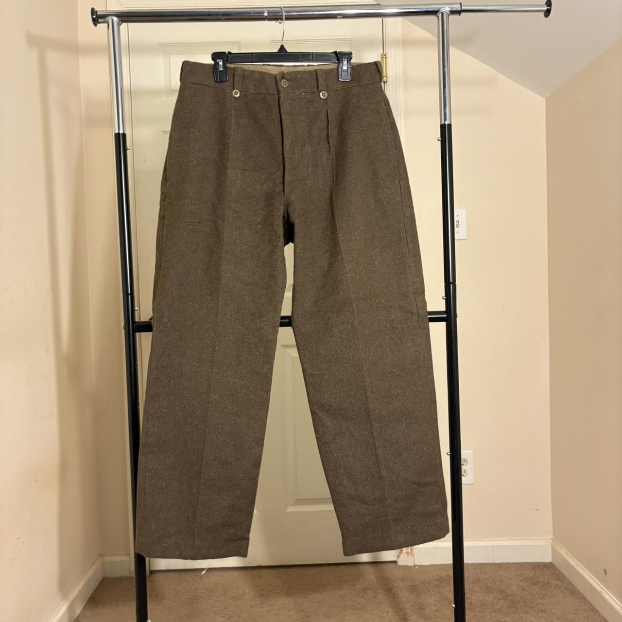1960s (?) pleated wool military pants. Fits... | Depop