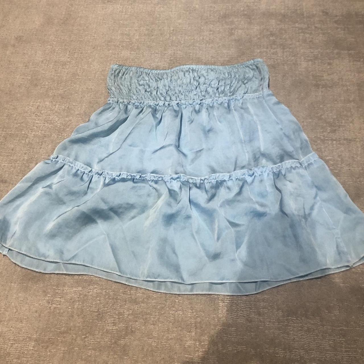 Subdued light blue satin flowy mini skirt Size small - Depop