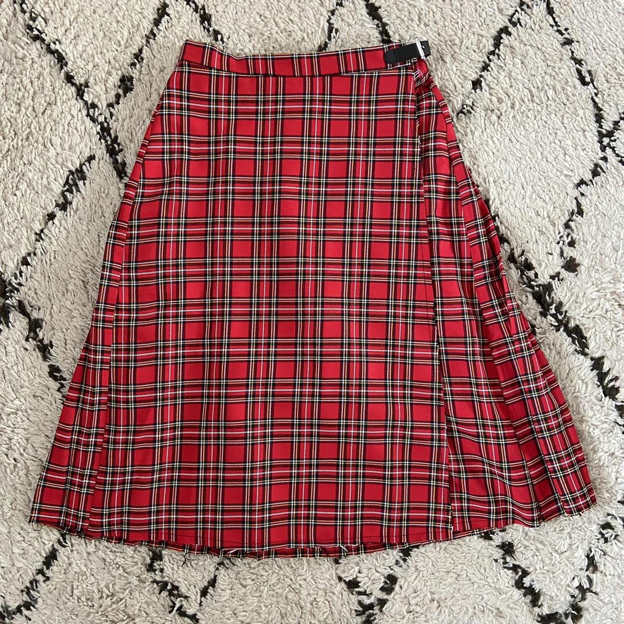 Urban Outfitters red check skirt Size XXS Never worn - Depop