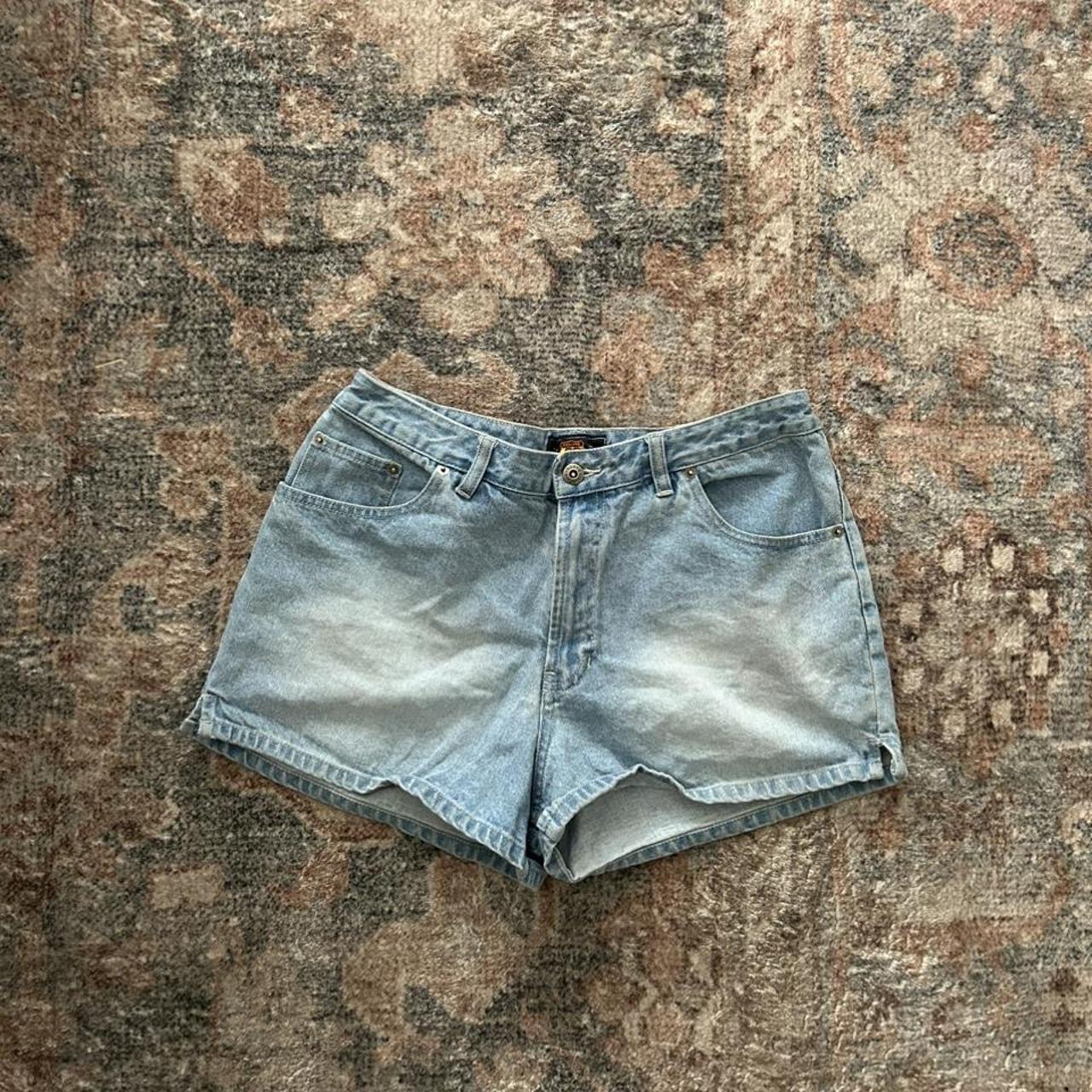 vintage route 66 light wash denim shorts in good... - Depop