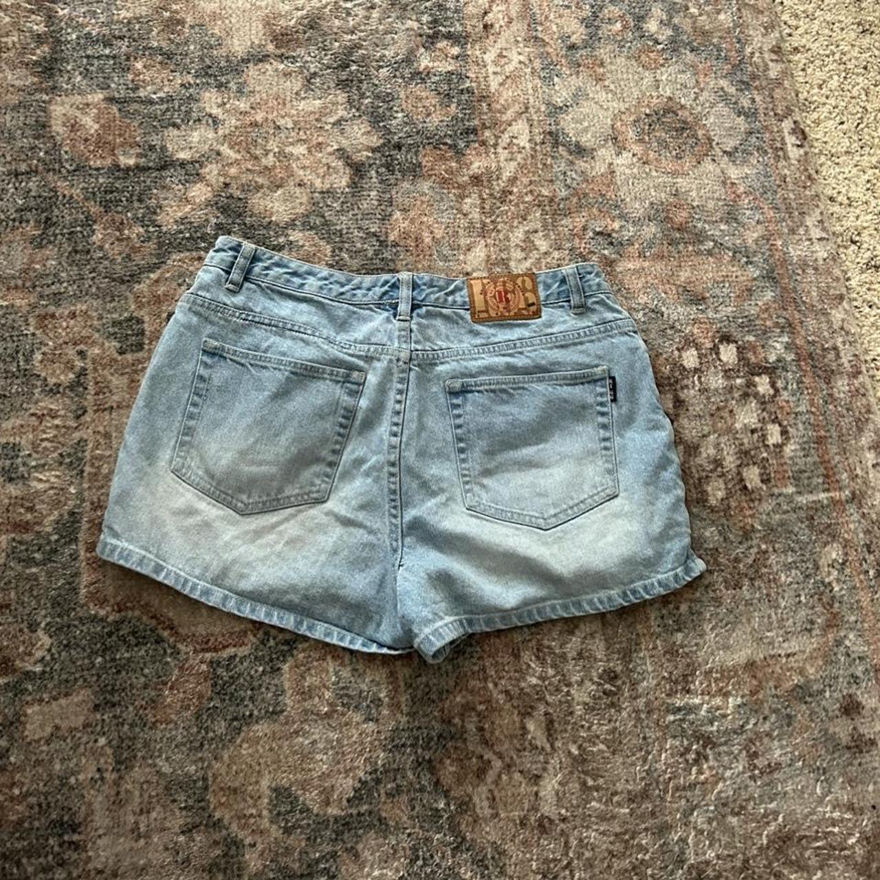 vintage route 66 light wash denim shorts in good... - Depop