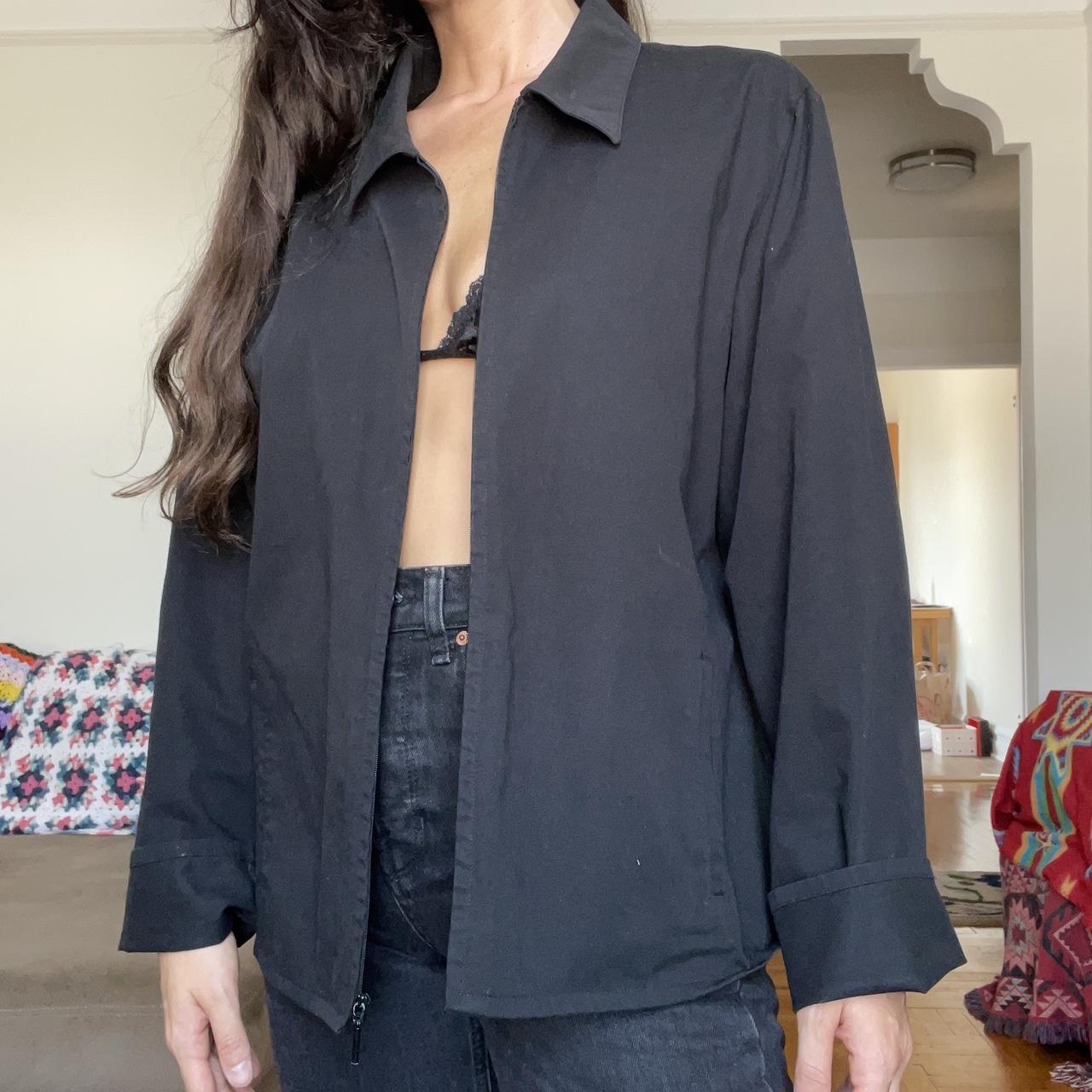 Black zip up light Eileen Fischer jacket. This thing... - Depop