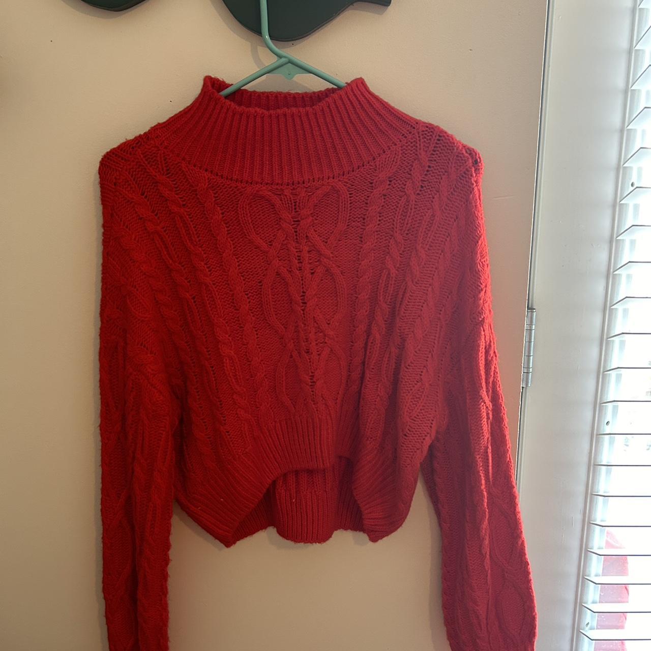 BRIGHT red Arizona jeans knit sweater! Cropppe with... - Depop
