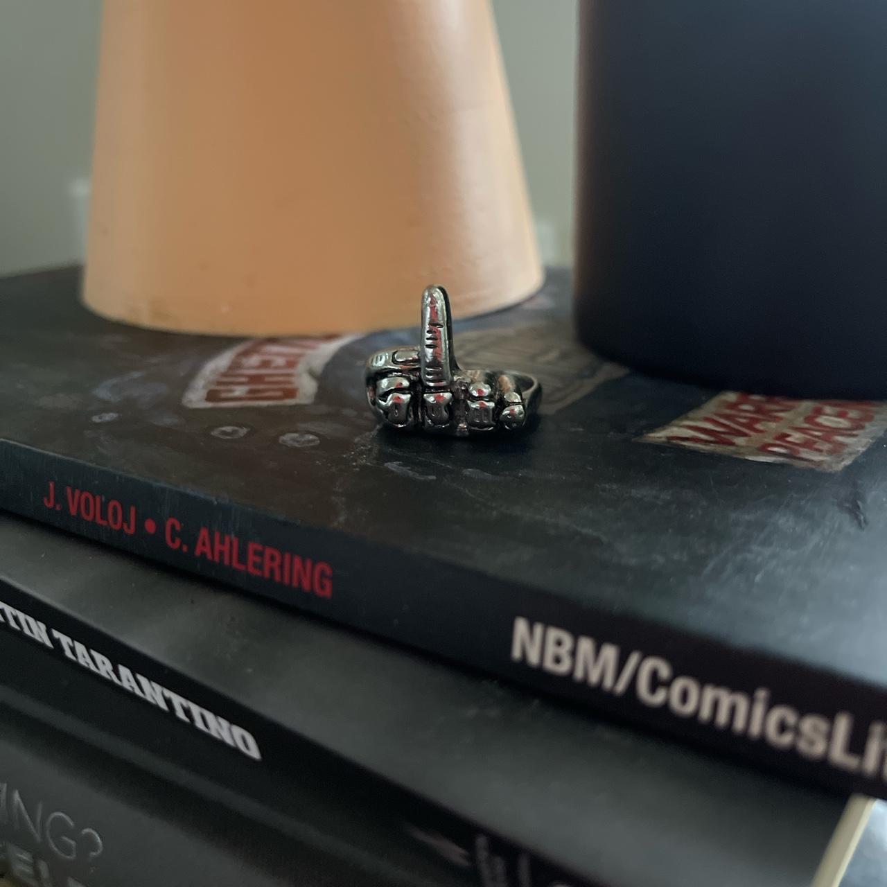 FU Middle Finger Ring Ring Size 11 Silver colored... - Depop