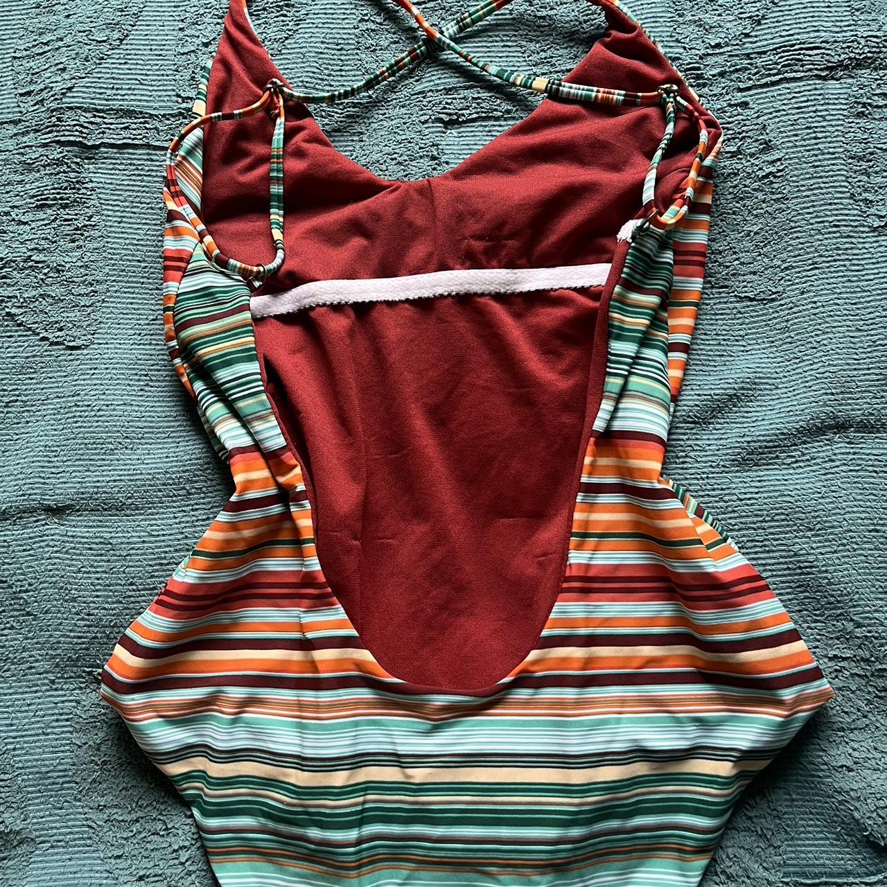 Retro one piece open back swimsuit. Size S - Depop