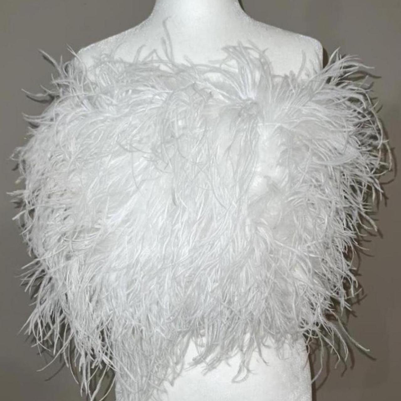 Custom white ostrich feather top Can fit a size... - Depop