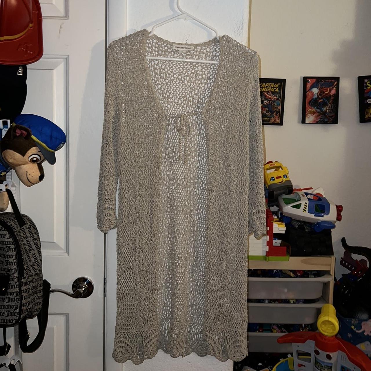 knitted cover up one size fits most (more like a... - Depop