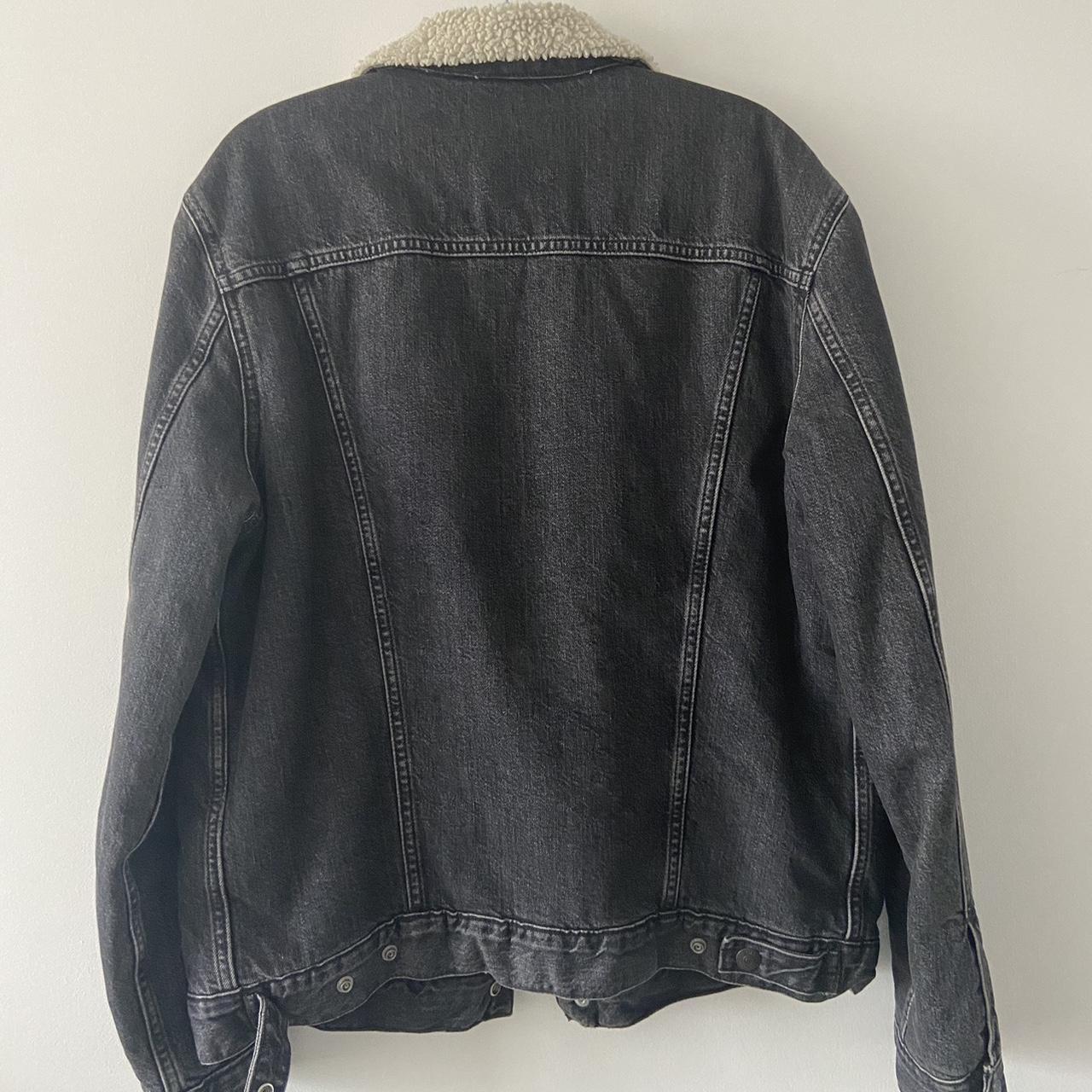 Levi’s charcoal denim jacket with borg collar and... - Depop