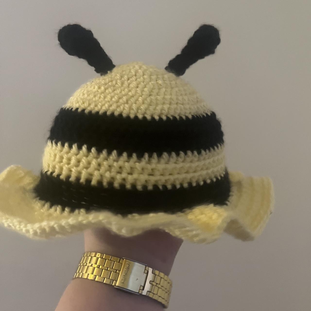 Handmade, crochet bumble bee bucket hat!🐝 Size 0-3... | Depop