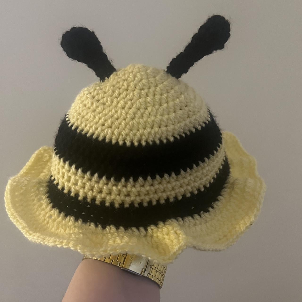 Handmade, crochet bumble bee bucket hat!🐝 Size 0-3... | Depop