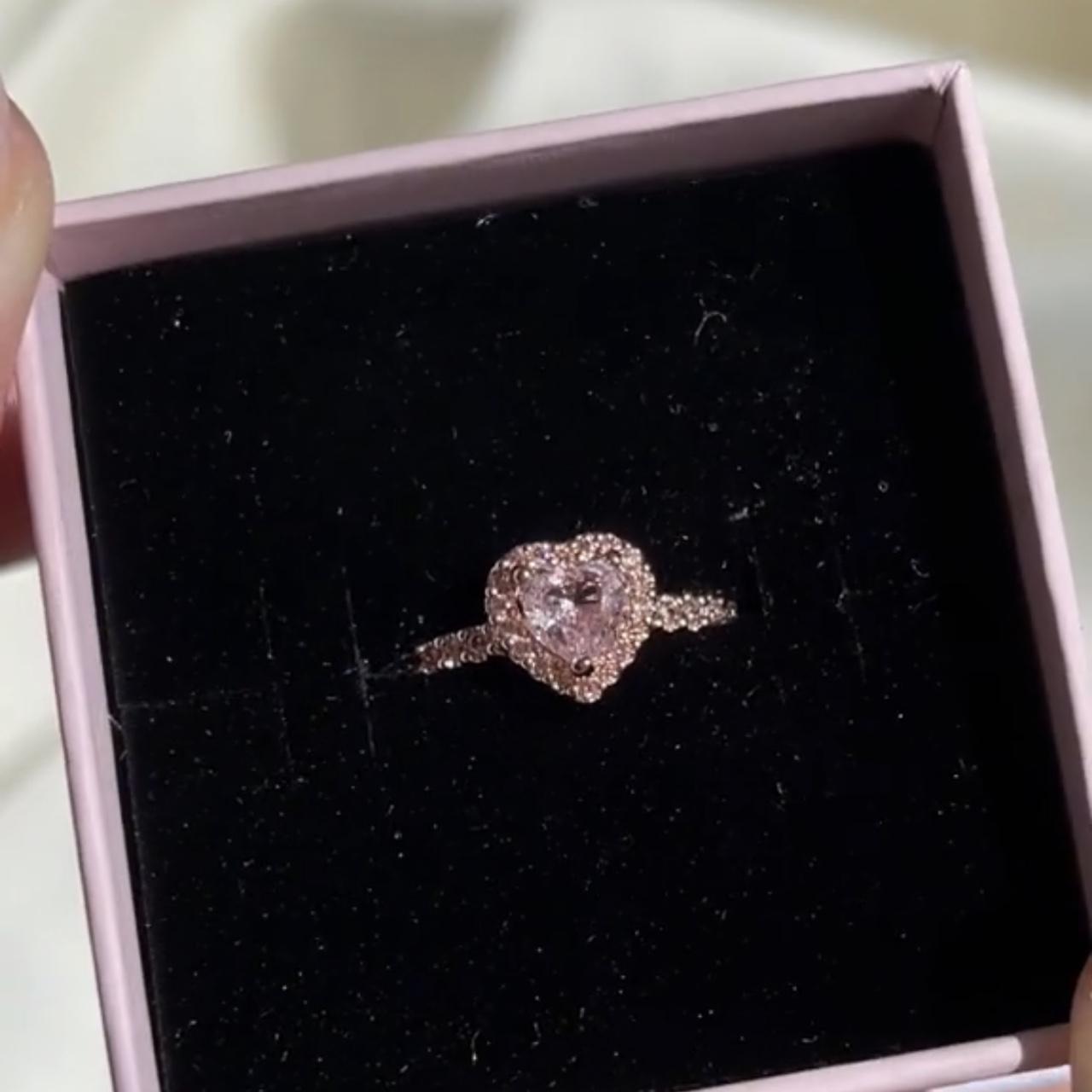 Pandora Rose Gold Sparkling Elevated Heart Ring Depop