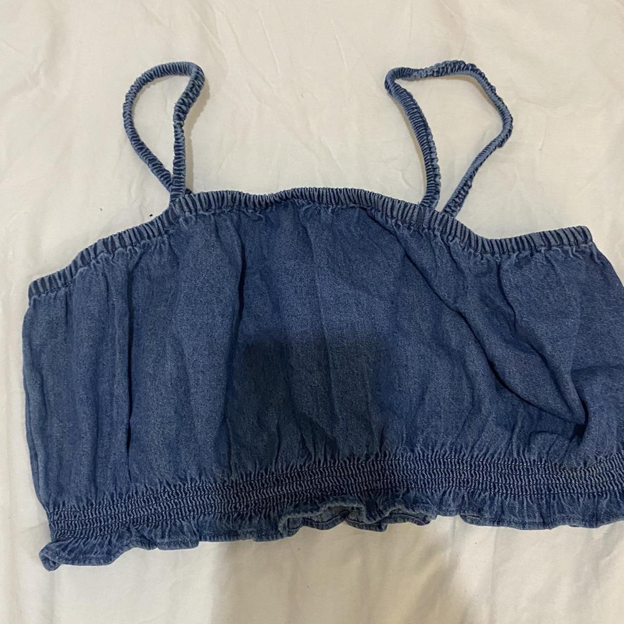 American eagle denim crop top. Too small for me now.... - Depop