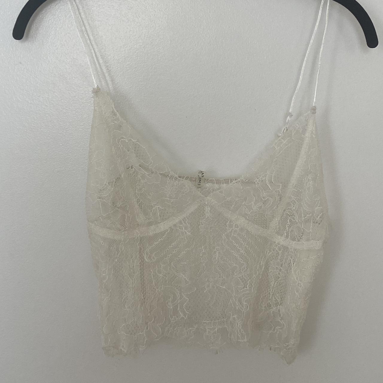 Emma & Sam cream lace crop tank Adjustable... - Depop