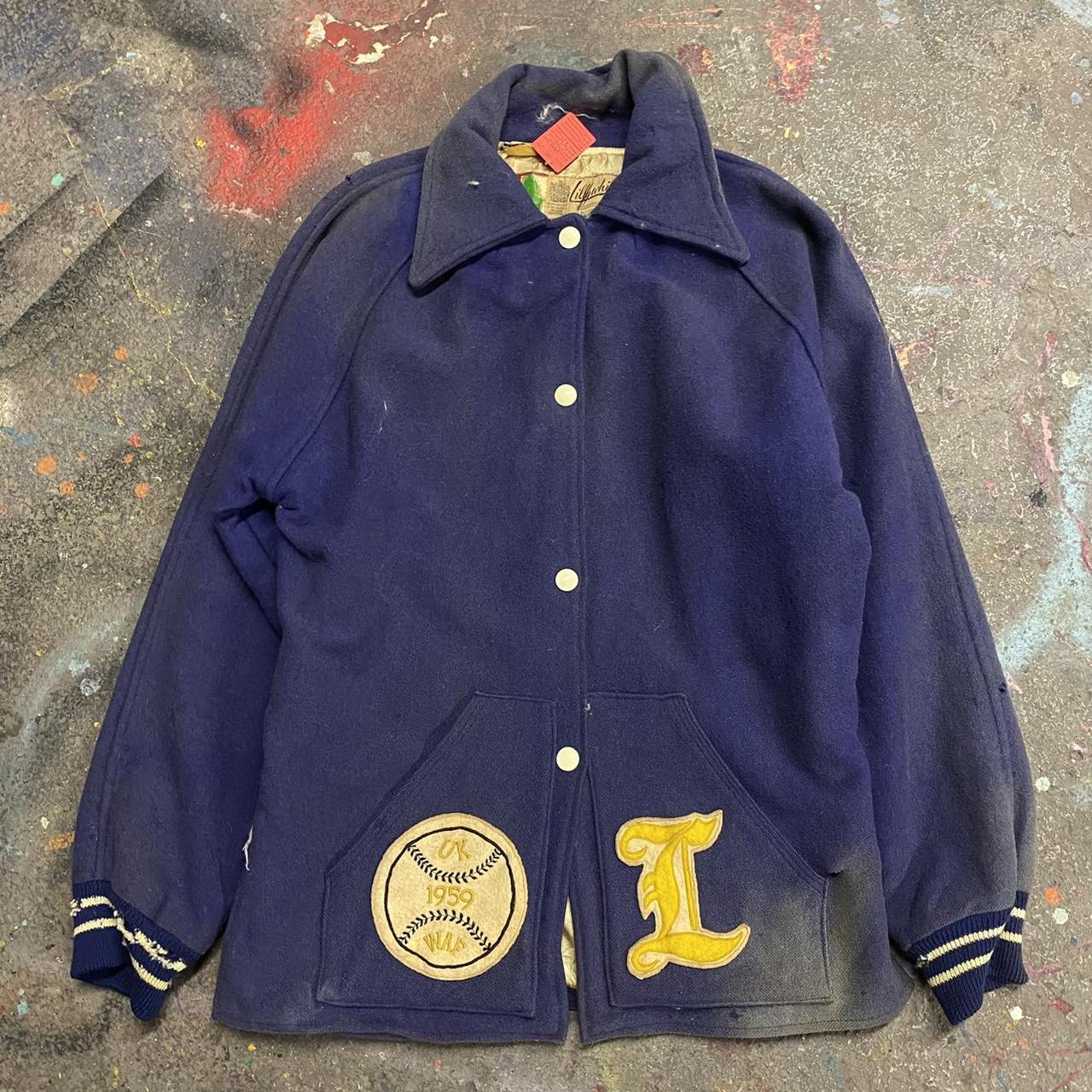 Vintage 1950s varsity letterman jacket. Has fading... - Depop