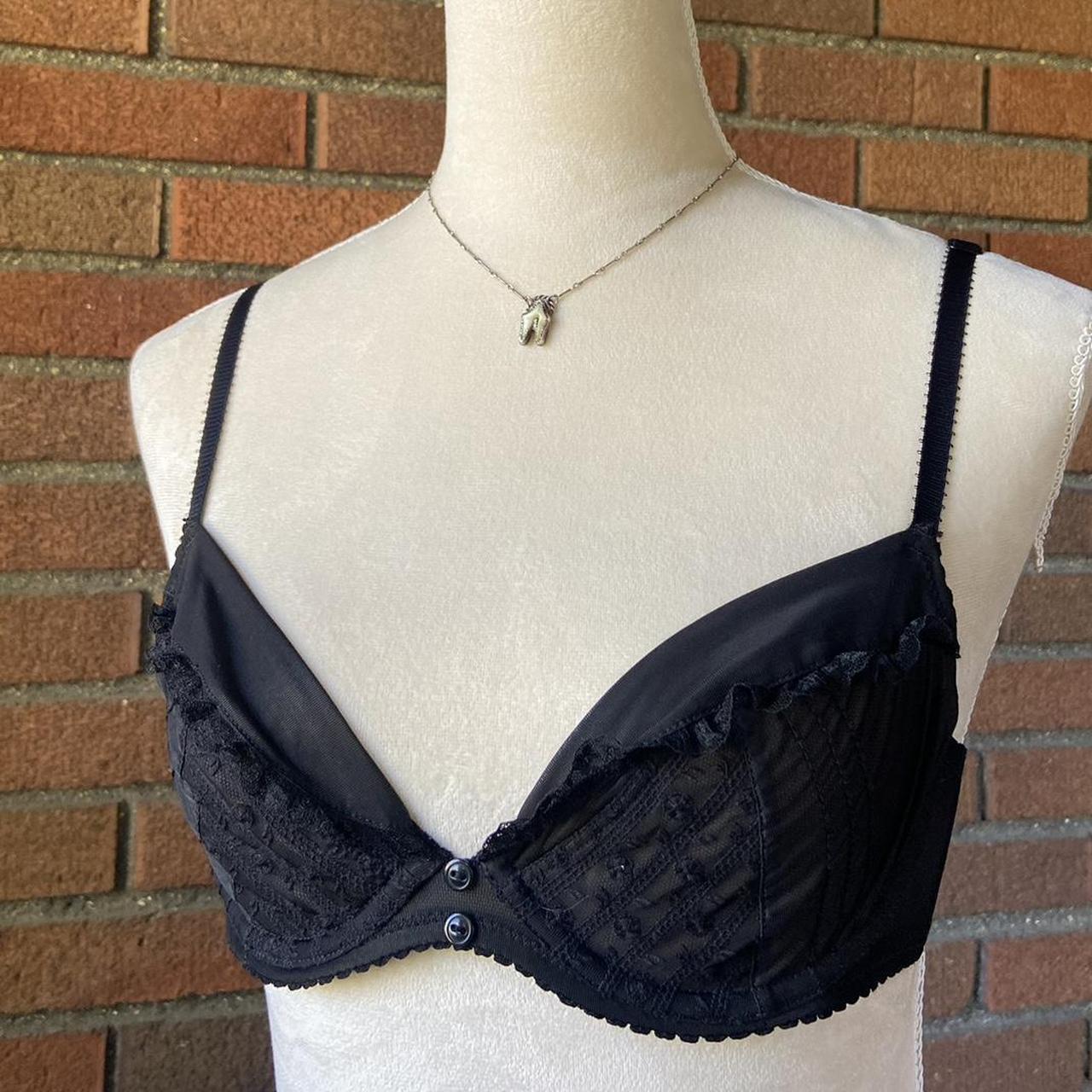 Vintage black lace balconette bra By Huit Size 34B - Depop