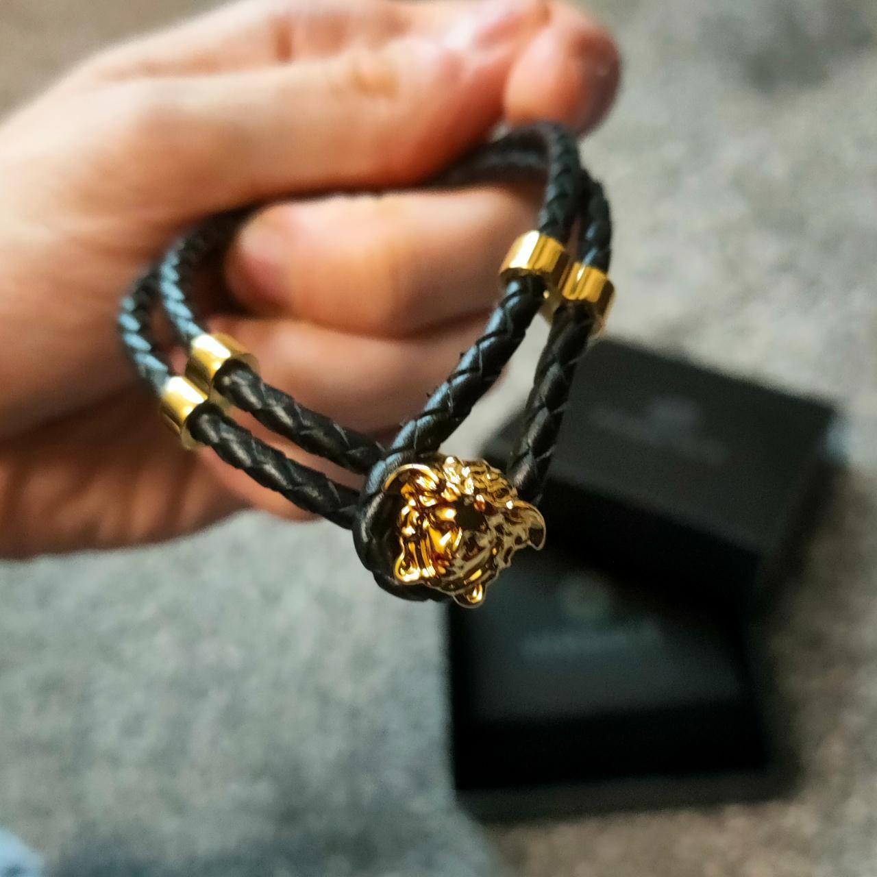 Versace Medusa Leather Bracelet Made with plated... - Depop