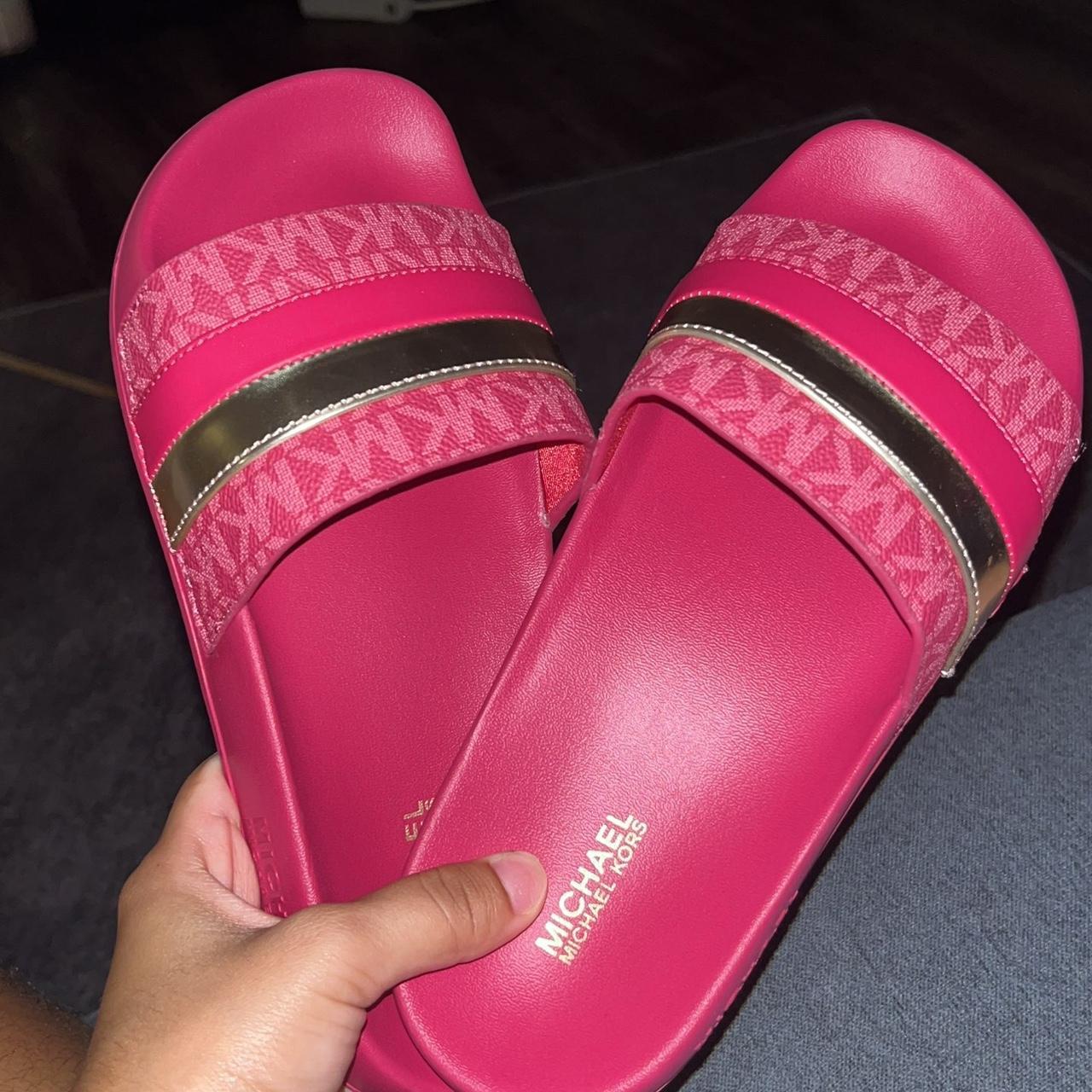 Michael Kors Pink Slides - Depop