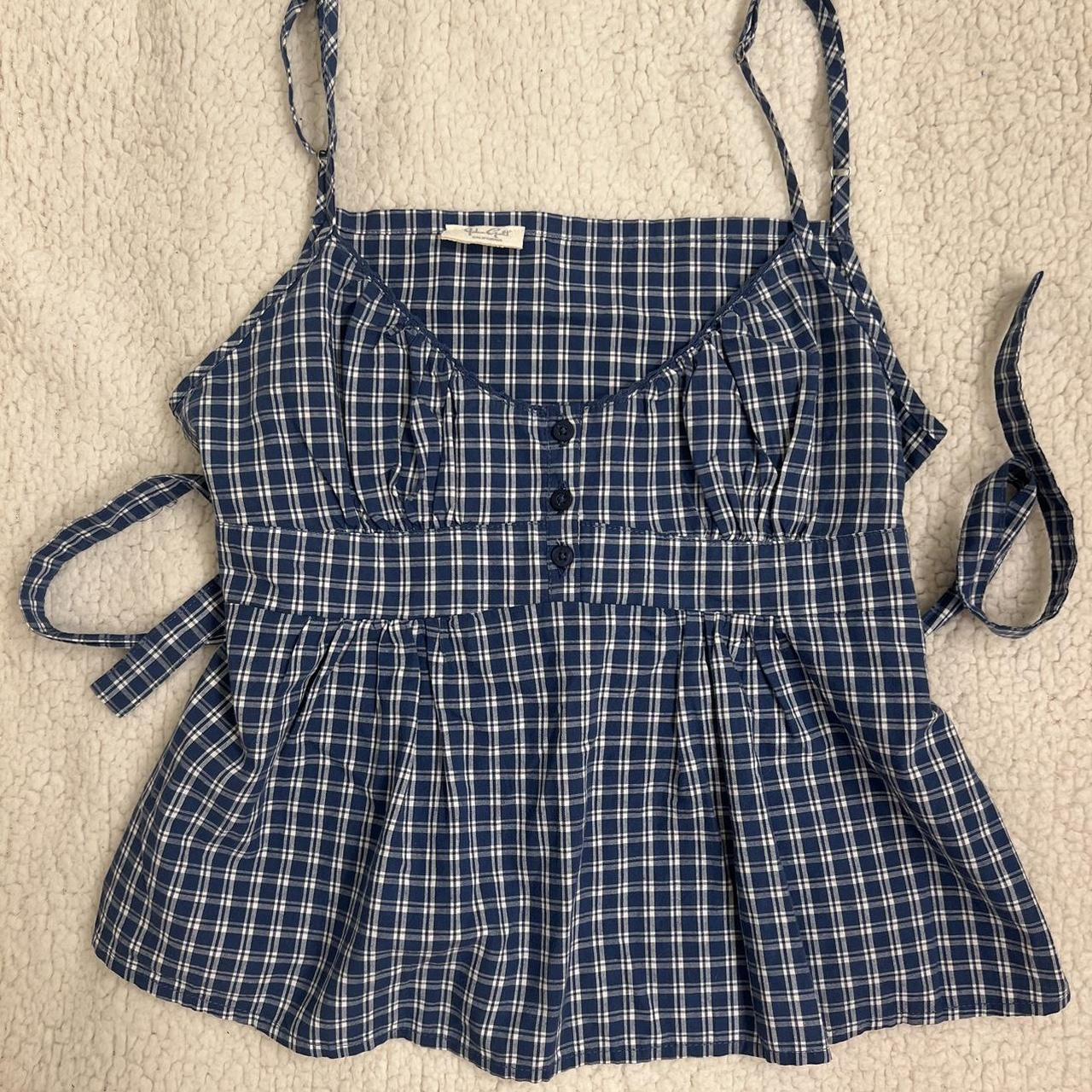 Blue Plaid Babydoll ~ Size is one size , fits like S... - Depop