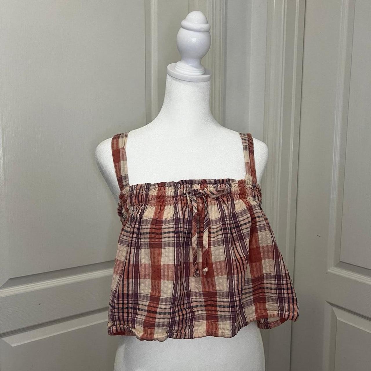 Plaid Summer Top Pink plaid flowy crop top perfect... - Depop