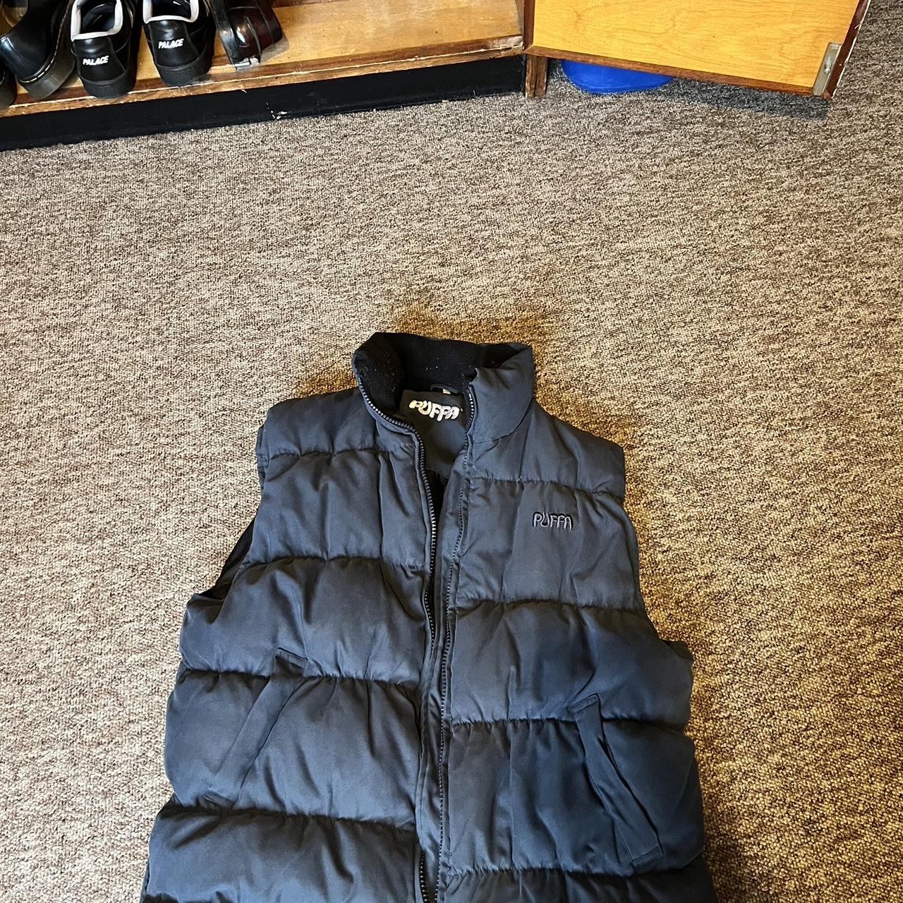 Vintage Puffa Gilet Jacket Blue with embroidered... - Depop