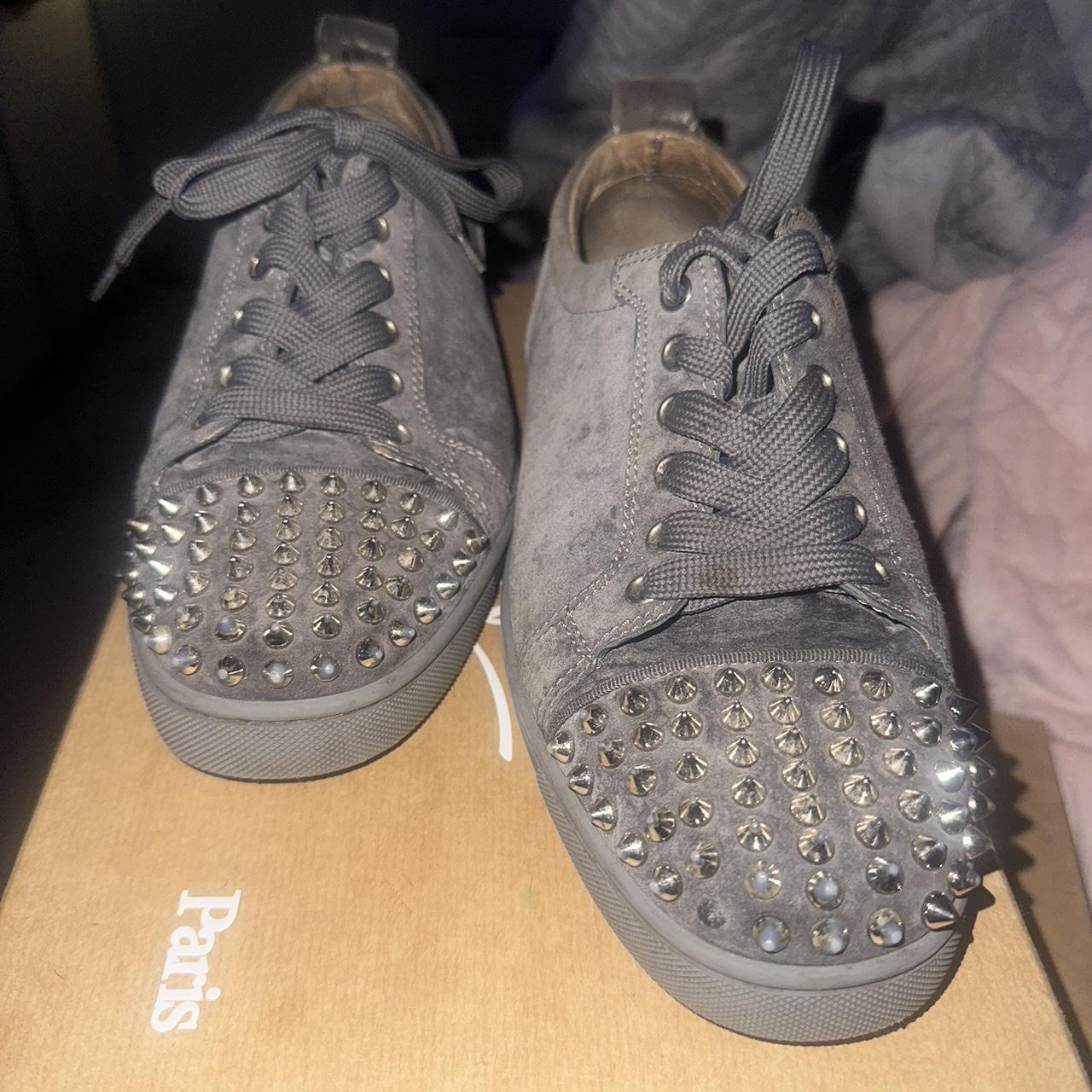 Grey suede Christian louboutin Spikes missing but... - Depop