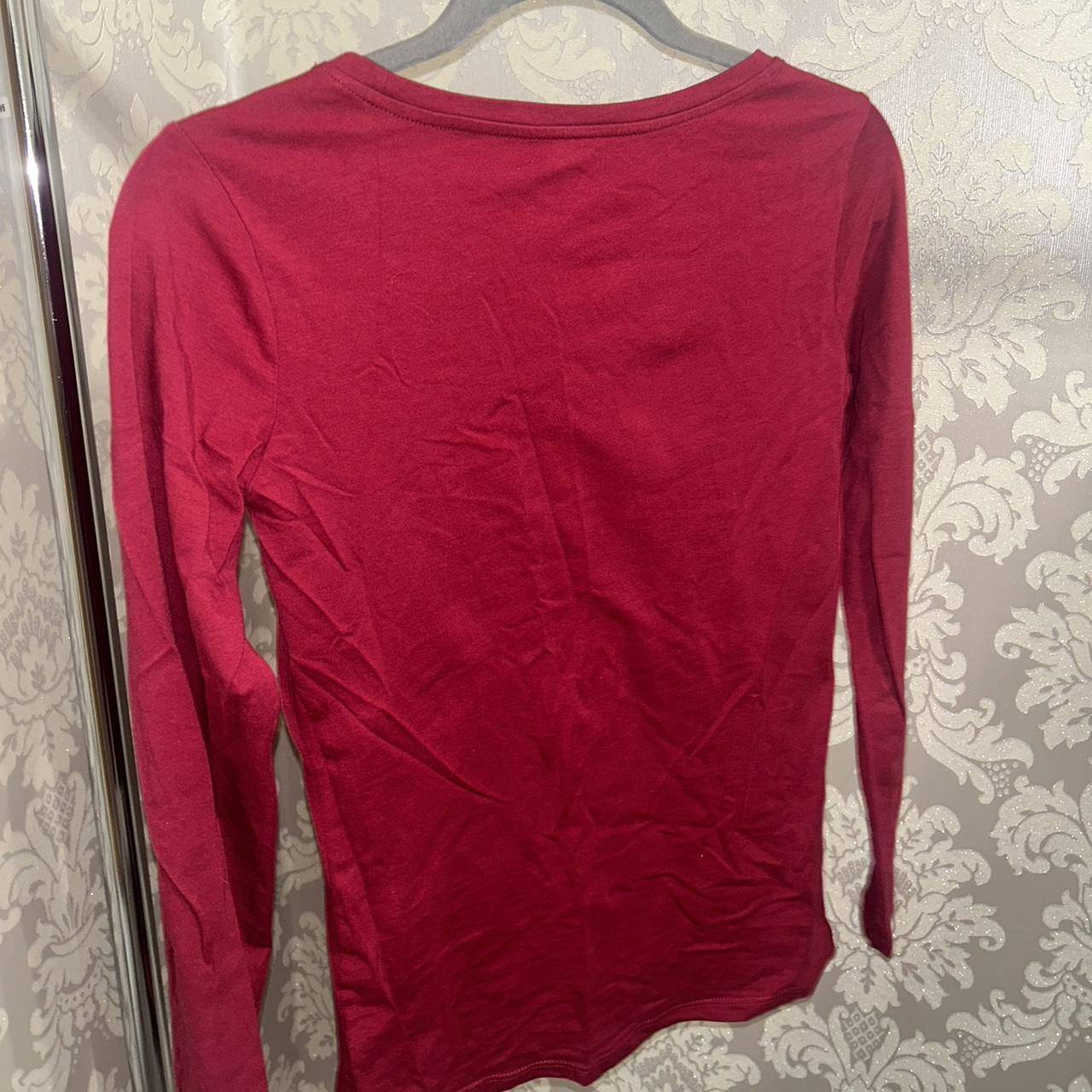 Deep red long sleeve stretch top Size... - Depop
