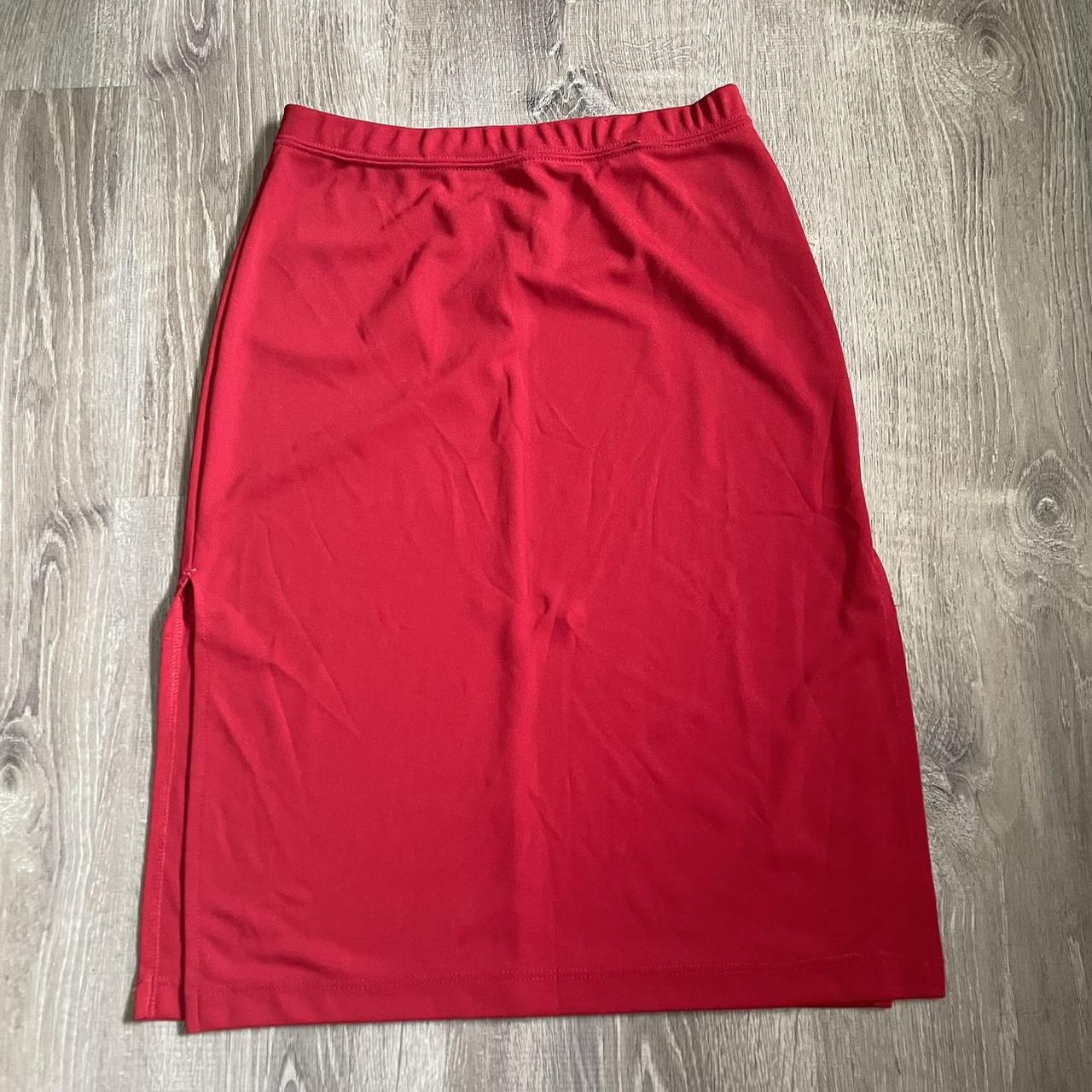 Vintage Cherry Red Midi Skirt No brand tag or size... - Depop