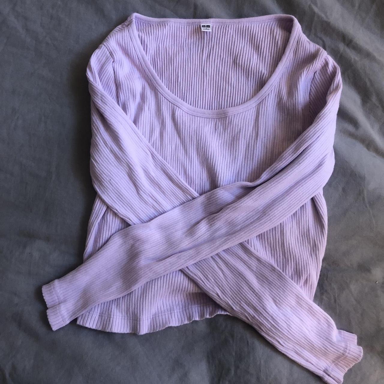 Purple long sleeve scoop neck shirt from Uniqlo!... - Depop