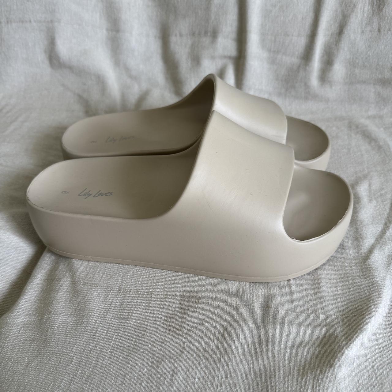 Cream Rubber platform slide sandals Lily Loves... - Depop