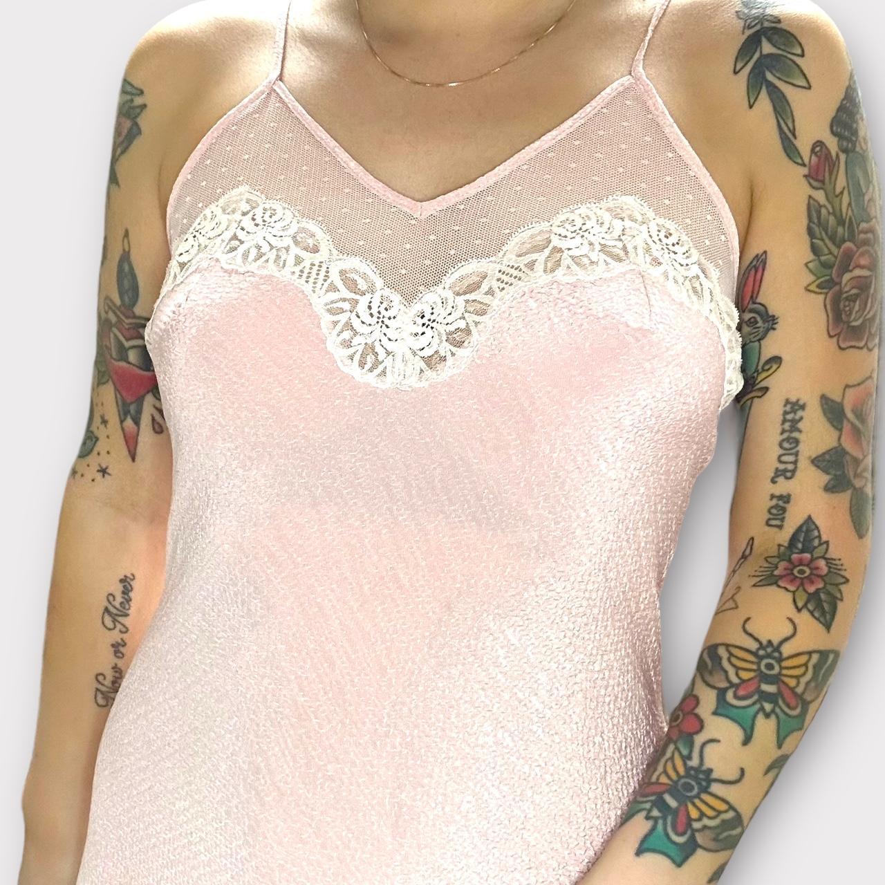 Pastel pink Lacey slip dress Size m - Depop