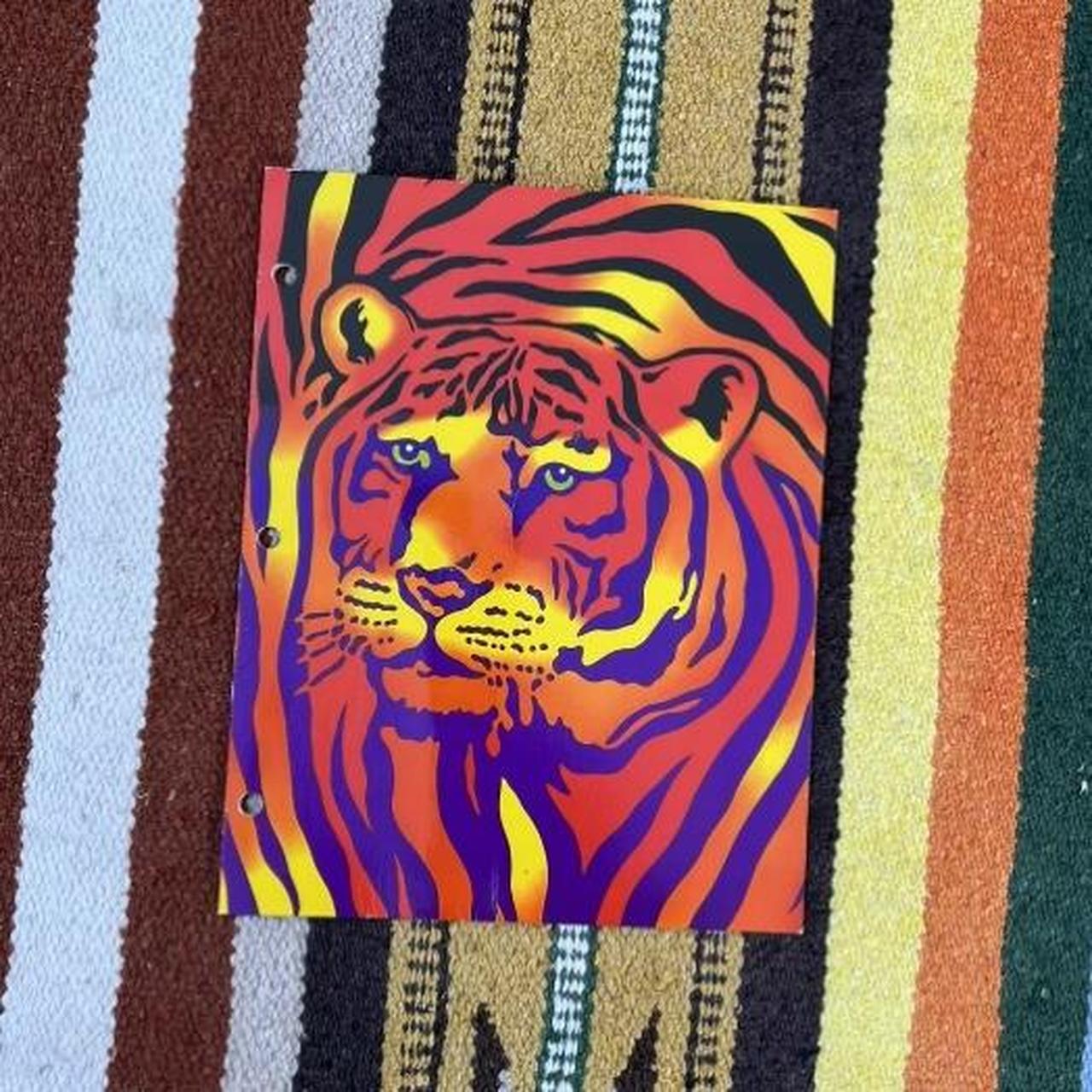 1989 VINTAGE LISA FRANK 3 Ring Pocket Folder Tiger... - Depop