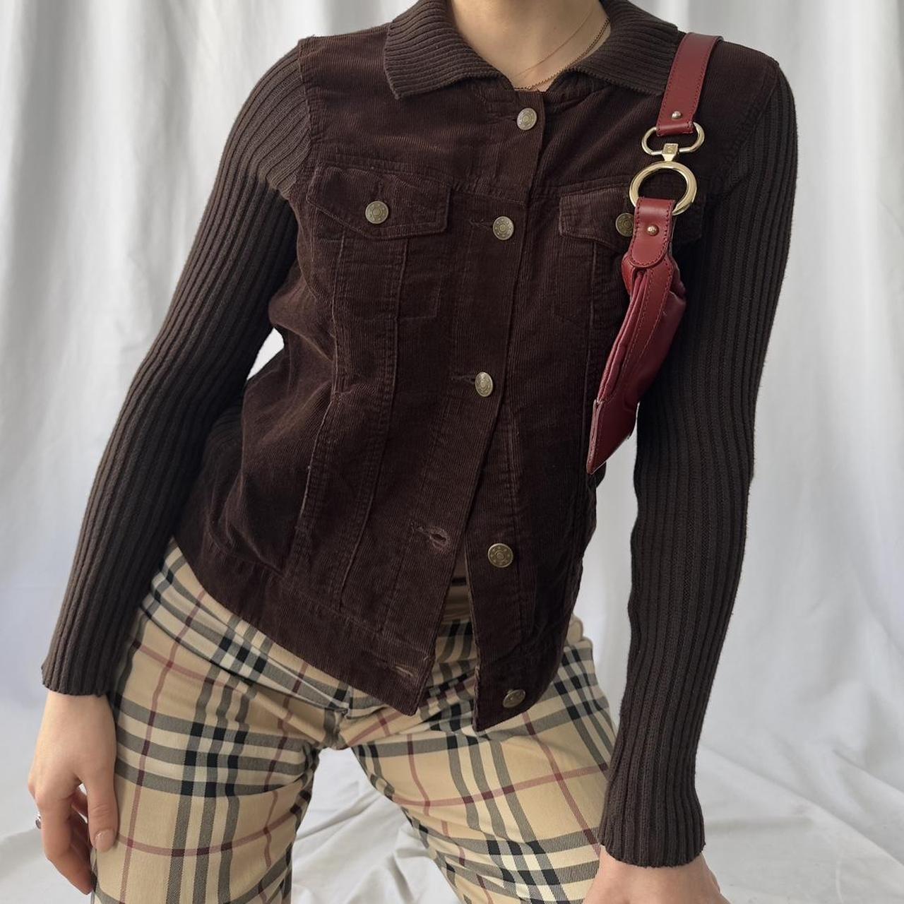 Vintage brown cord and knit top / jacket Size 40... - Depop