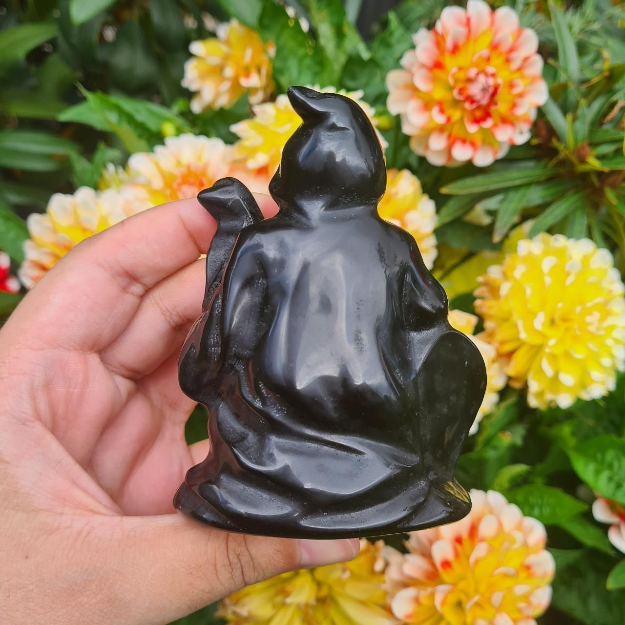 Black Obsidian Crystal Skeleton with Pumpkin... - Depop