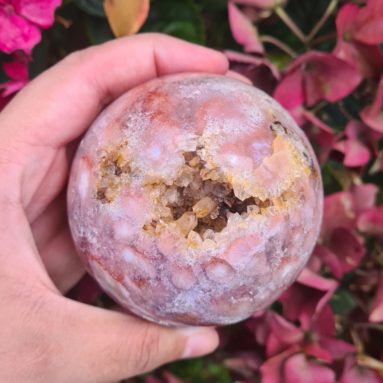 High Quality Pink Amethyst druzy crystal sphere -... - Depop