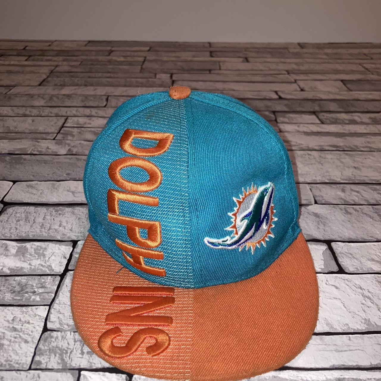 Orange and blue Miami dolphins NFL snapback cap.... - Depop