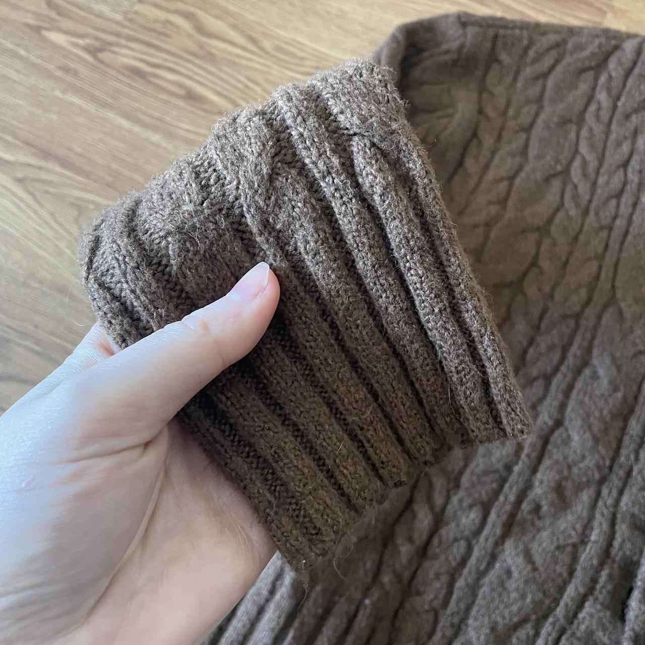american eagle brown cable knit cardigan in size medium - Depop