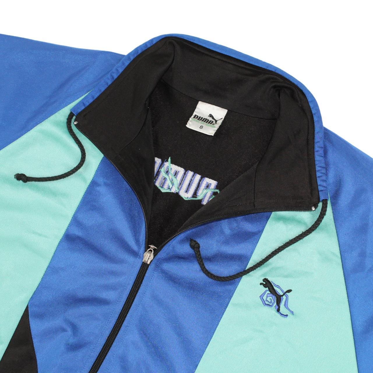 Vintage black, blue and green puma track jacket 📝... - Depop