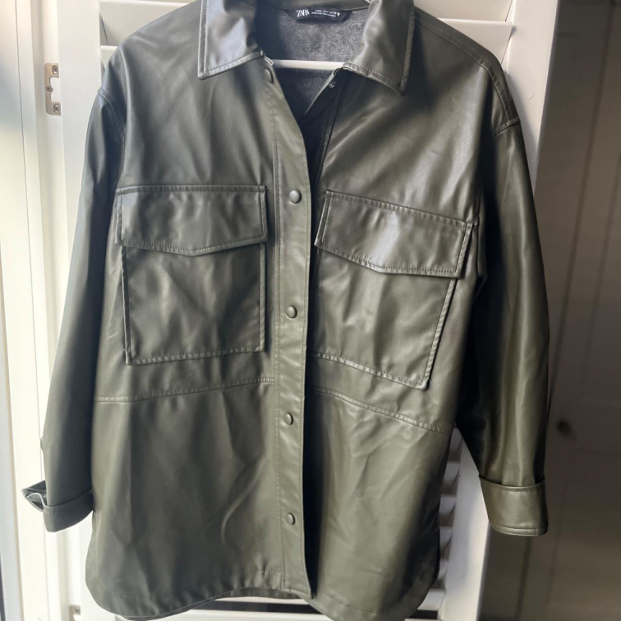 Green Zara jacket / shacket size M - Depop