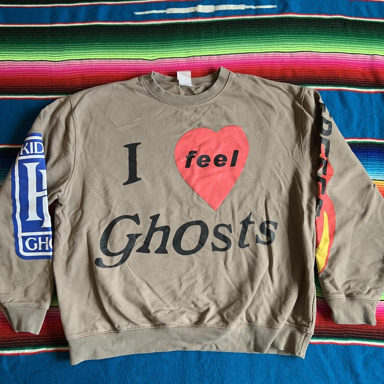 Tan KANYE WESR KID CUDI “I feel ghosts” crewneck... - Depop