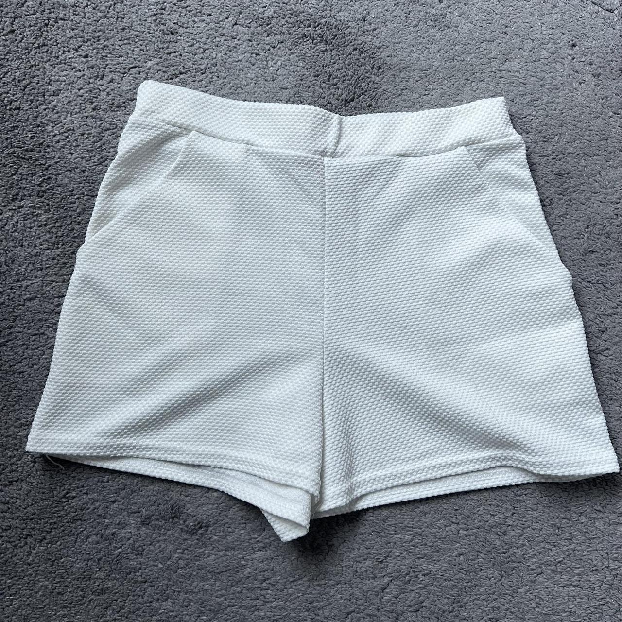 White boohoo shorts #shorts #highwaisted #summer... - Depop