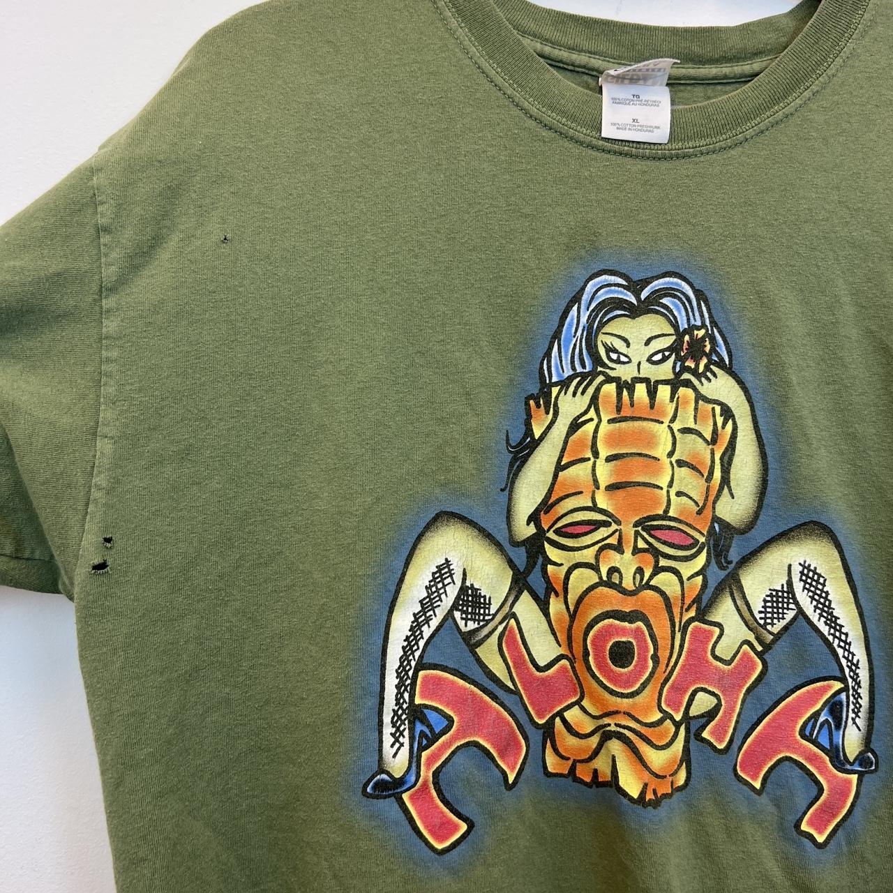 Y2K Sexy Aloha Tattoo t Shirt Chrome Lotus Maui... - Depop