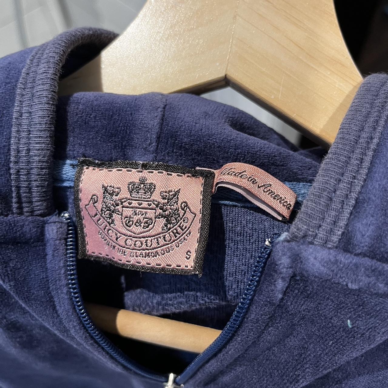 vintage navy blue juicy couture zip up hoodie size s - Depop