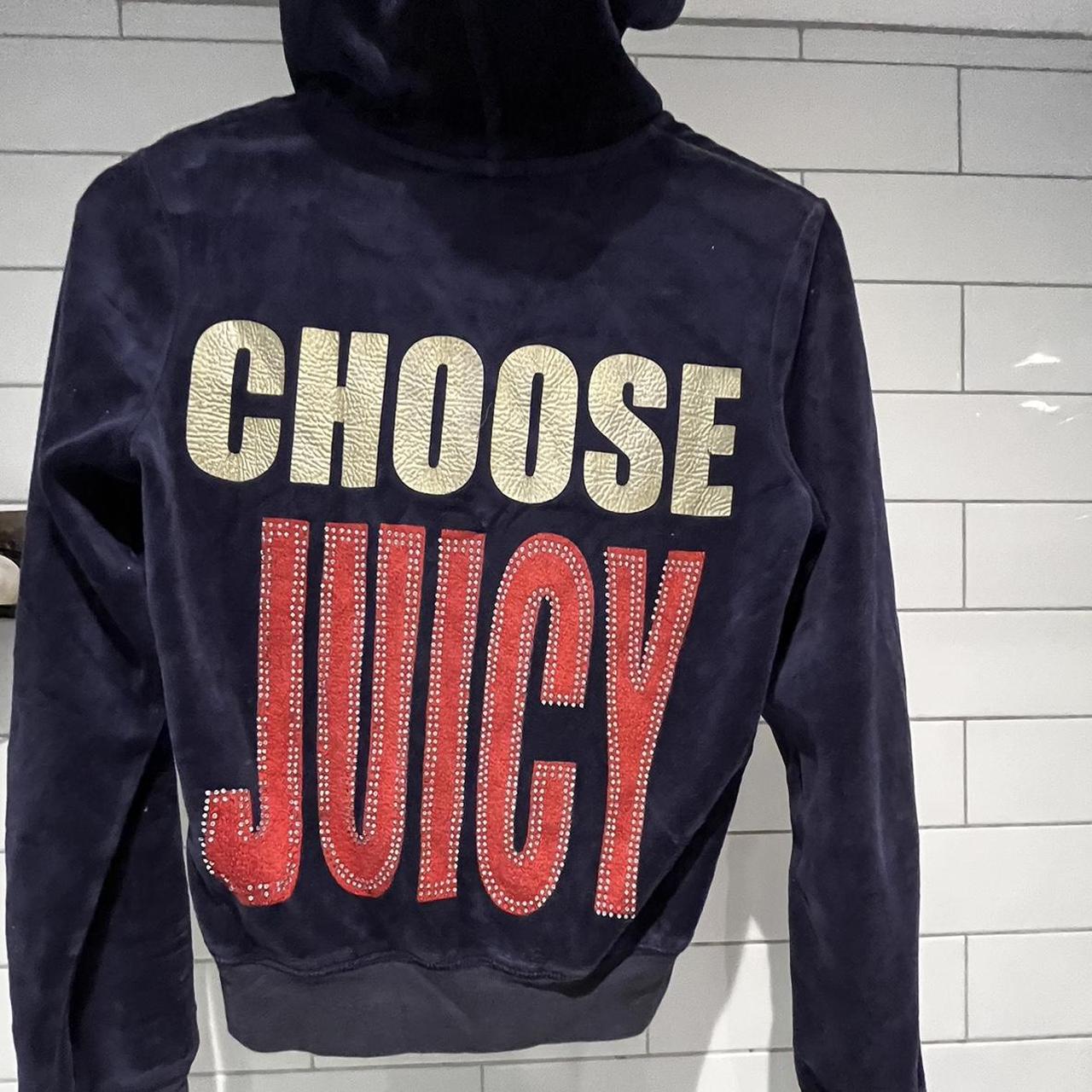 vintage navy blue juicy couture zip up hoodie size s - Depop