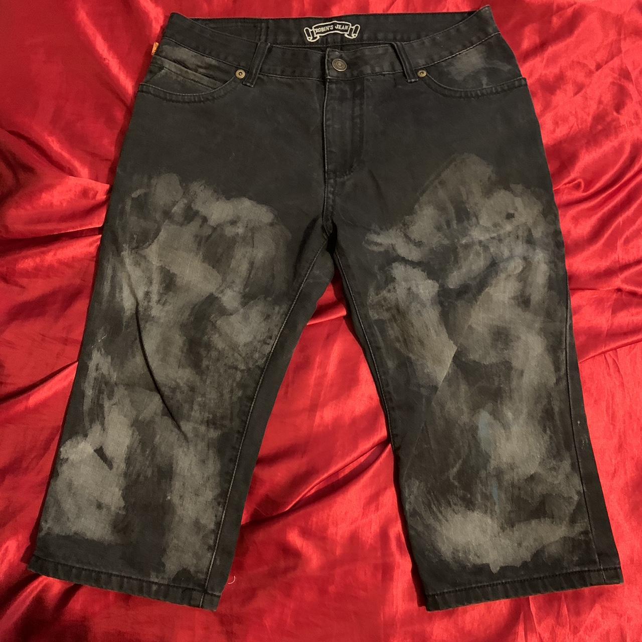 ROBINS JEAN ROBIN JEANS RHINESTONE LONG SHORTS... - Depop