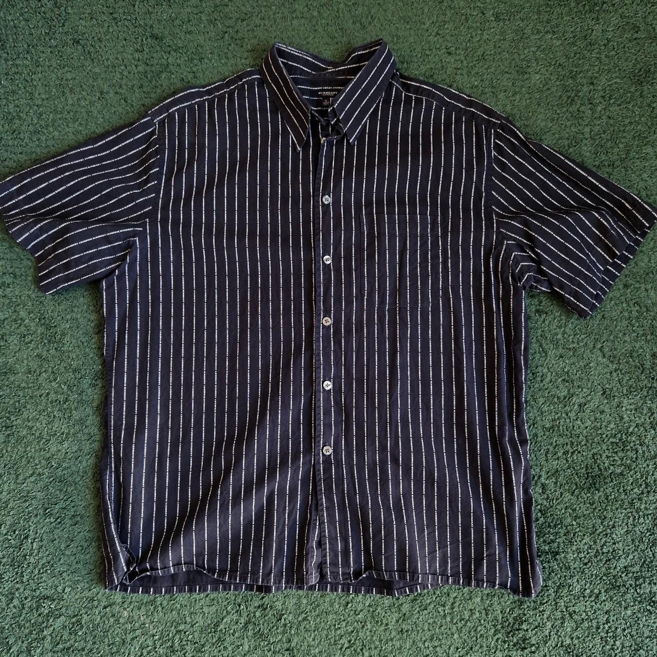 BURBERRY BLACK PINSTRIPE SHIRT MONOGRAM STYLE SPELL... - Depop