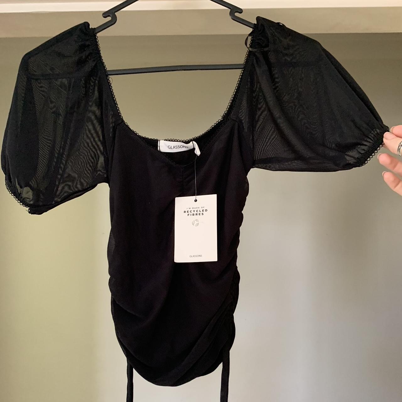BNWT glassons mesh, ruched, tie side top. Heart... - Depop