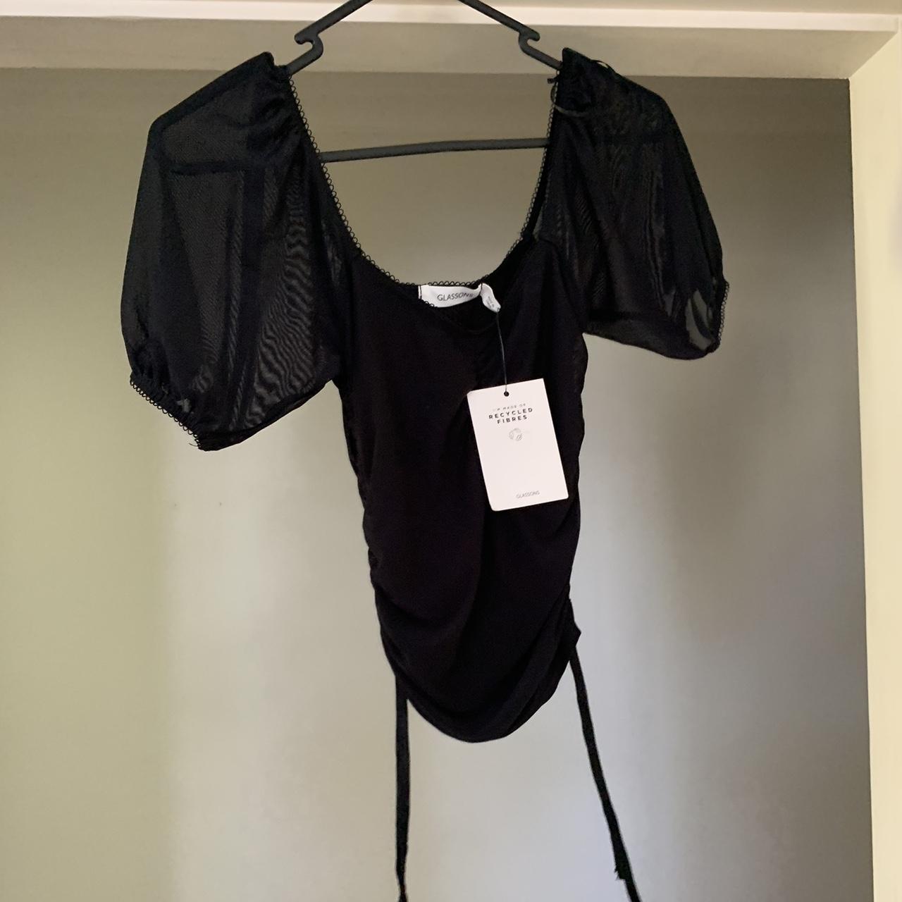 BNWT glassons mesh, ruched, tie side top. Heart... - Depop