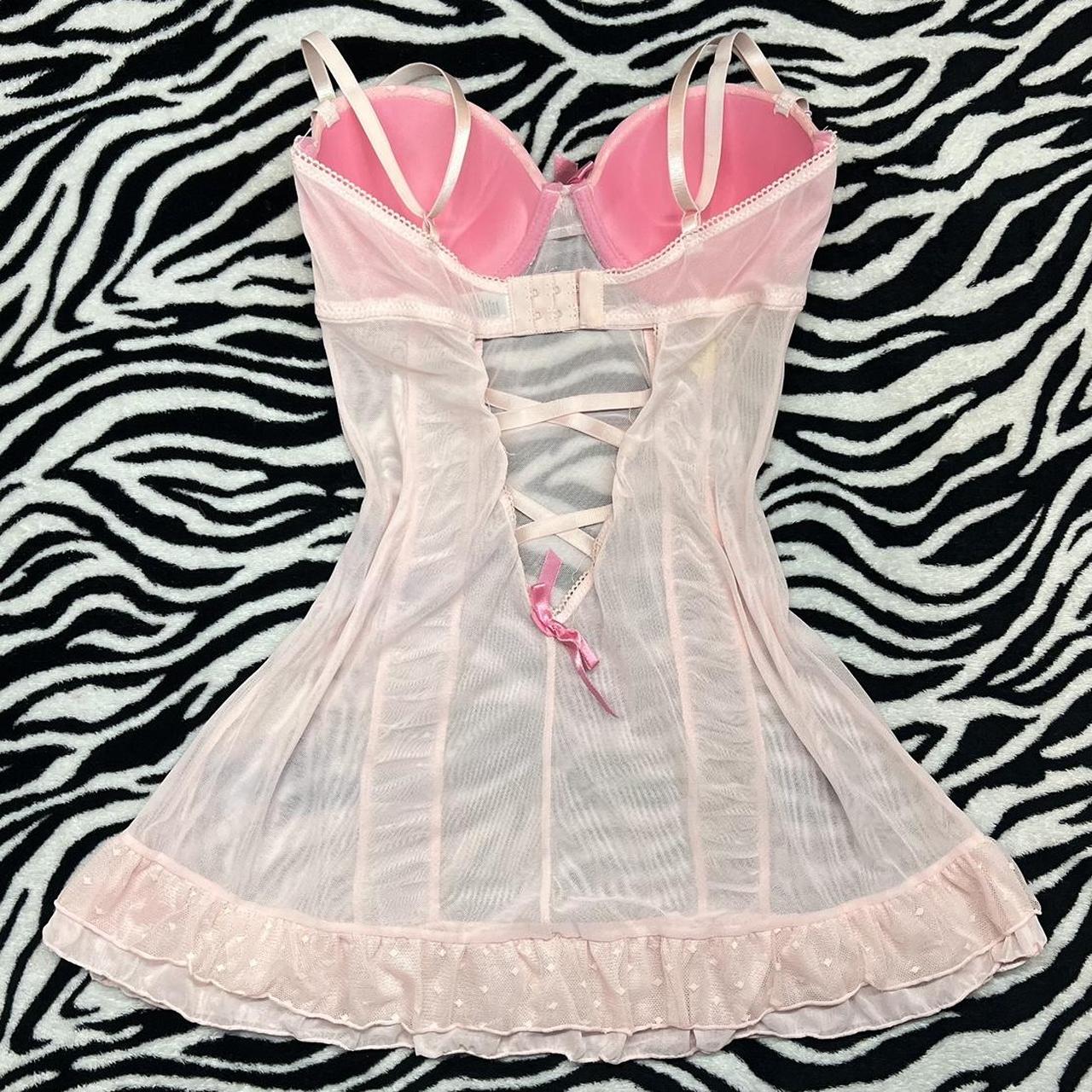 Cotton candy pink mesh lingerie ruffled baby doll... | Depop