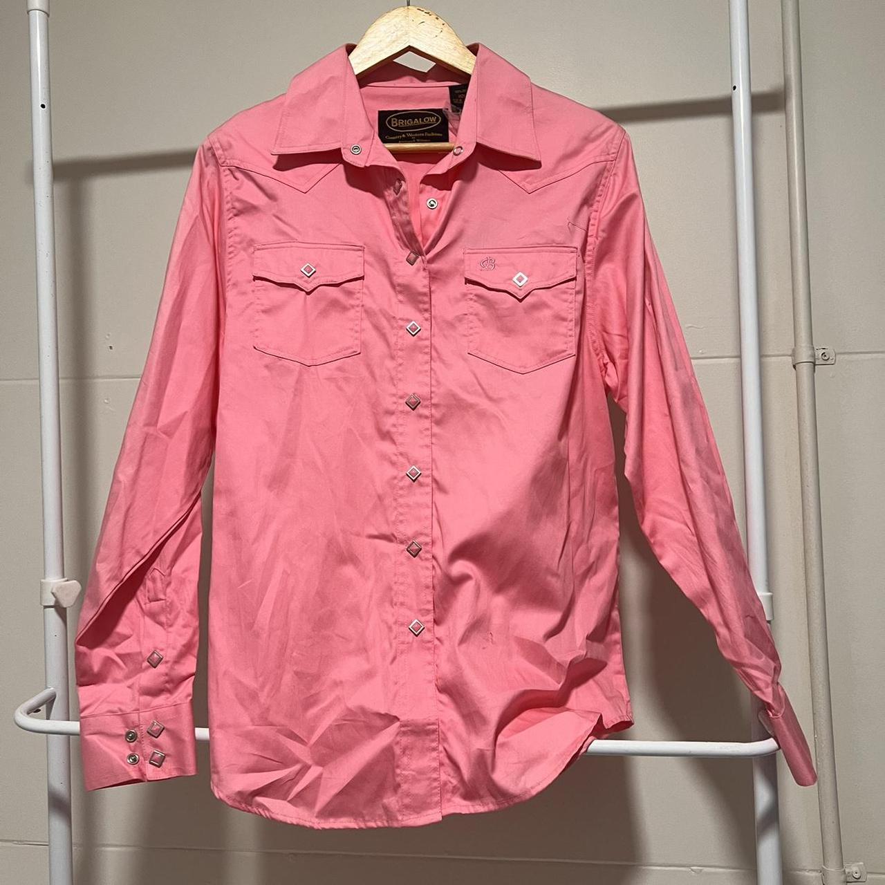 Pink long sleeve western shirt - Depop